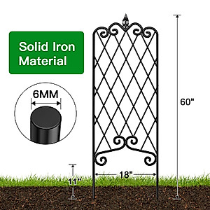 Amagabeli 2 Pack Garden Trellis for Climbing Plants 60" x 18" Rustproof Iron Potted Vines Vegetables Vining Flowers Patio Metal Wire Lattices Grid Panels for Ivy Roses Cucumbers Clematis White