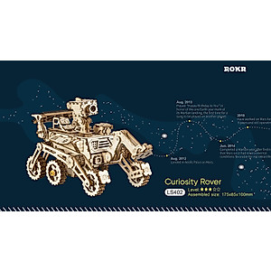 ROKR Assemble Solar Energy Powered Cars-Moveable 3D Wooden Puzzle Toys-Funny Teaching Educational-Home Deco-Model Building Sets-Best Christmas,Birthday Gift for Boys,Children,Adult (Curiosity Rover)