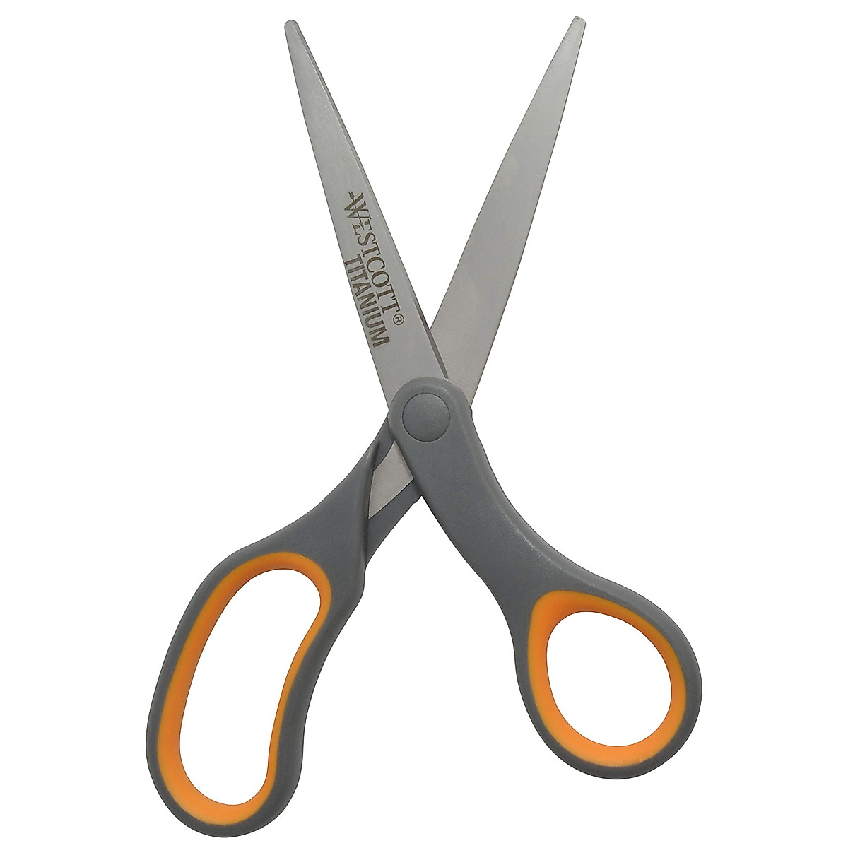 Westcott Titanium Bonded Scissors, Soft Handle, 8", Straight, Gray/Yellow, 4-Pack
