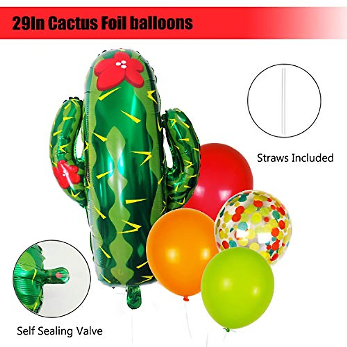 Fiesta Balloons Garland Kit Latex Balloons Balloon Arch Strip Set for Cactus Baby Shower Decorations Mexican Fiesta Party Decorations