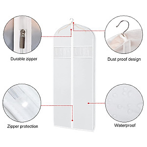 Zilink Dress Garment Bags for Storage 72-inch with Clear Window and 3" Gusset Dress Cover Bag for Long Evening Dresses,Fur Coat, Long Dress Gown Closet Storage