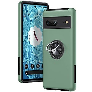 JAME for Google Pixel 7 Case, Slim Fit Shockproof Protective Case for Pixel 7, Military-Grade Drop Protection with Ring Kickstand [Magnetic Car Mount Feature] Case for Google Pixel 7-Alpine Green