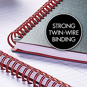 Black n' Red Notebook, Durable Poly Cover, Premium Optik Paper, Scribzee App Compatible, Environmentally Friendly, Spiral Binding, 11-3/4" x 8-1/4", 70 Double-Sided Ruled Sheets, Secure Bungee Closure, 1 Count (E67008)