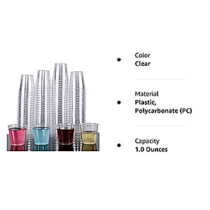 Zcaukya 100 Shot Glasses, 1oz Clear Plastic Disposable Hard Cups, Mini Cups Great Container for Sauce, Sample Tasting, Jello Shots, Pudding