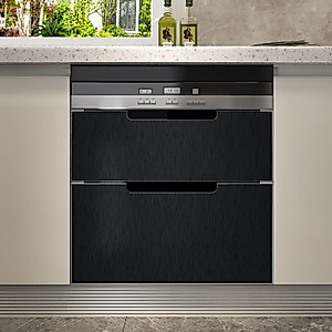 CRE8TIVE Brushed Black Stainless Steel Contact Paper for Appliances 24"x118" Black Peel and Stick Wallpaper Metallic Heat Resistant Waterproof Self Adhesive Vinyl for Kitchen Dishwasher Fridge Cabinet