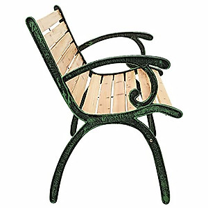 Tidyard Garden Bench Wood Seat Iron Frame Patio Porch Chair Outdoor Bench for Backyard, Balcony, Park, Lawn Furniture 48.4 x 21.3 x 30.3 Inches (W x D x H)