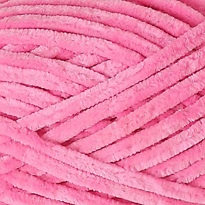 2 Skein La Mia Mellow Velvet Chenille Yarn for Knitting and Crocheting Baby Clothes, Blankets and Accessories, 100% Polyester, 100 gr (3.5 oz) / 115 m (125 Yards), Super Bulky, Dark Pink - 948