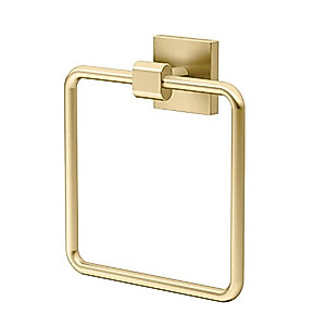 Gatco 4062 Elevate, Towel Ring, Brushed Brass/Wall Mounted 6.13" Wide Towel Ring for Bathroom