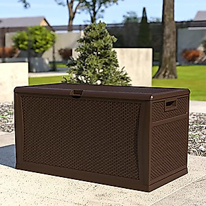 Flash Furniture 120 Gallon Plastic Deck Box - All-Weather Patio Storage and Organization for Throw Pillows, Pool Toys or Garden Tools