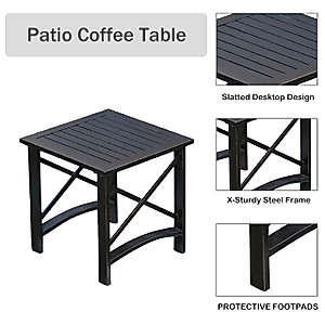 LOKATSE HOME 3 PCS Patio Bistro Furniture Outdoor Conversation Sets with Metal Cushions Rocking Chairs and Coffee Table for Backyard Deck Lawn Garden, Beige