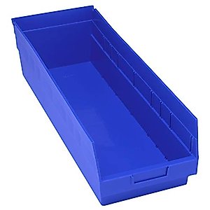 QUANTUM STORAGE SYSTEMS K-QSB214BL-2 2-Pack Store-More 6" Plastic Shelf Bins, 23-5/8" x 8-3/8" x 6", Blue