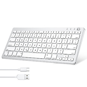 Emetok for Mac Keyboard [Aluminum Base, Rechargeable], Ultra Slim Bluetooth 5.1 Keyboard with [Upgraded Scissor Keys] Customized for MacBook Air/Pro, iMac, iMac Pro, Mac Mini/Pro, Silver