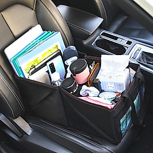 FORCTIBULL Car Seat Organizer with Cup Holders, Car Organizer for Front Seat Backseat, Car Storage Organizer for Adults and Kids, Collapsible
