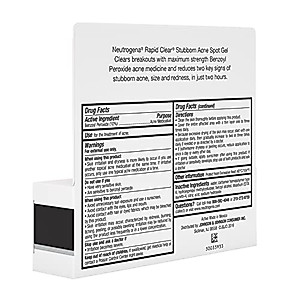 Neutrogena Rapid Clear Stubborn Acne Spot Treatment Gel with Maximum Strength 10% Benzoyl Peroxide Acne Treatment Medication, Pimple Cream for Acne Prone Skin Care, 1 oz