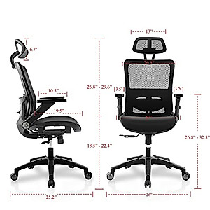 Office Chair Ergonomic Mesh Chair High Back Computer Desk Chair Adjustable Lumbar Support Rotating Chair with 3D Armrest and Headrest Reclining Chair, Black