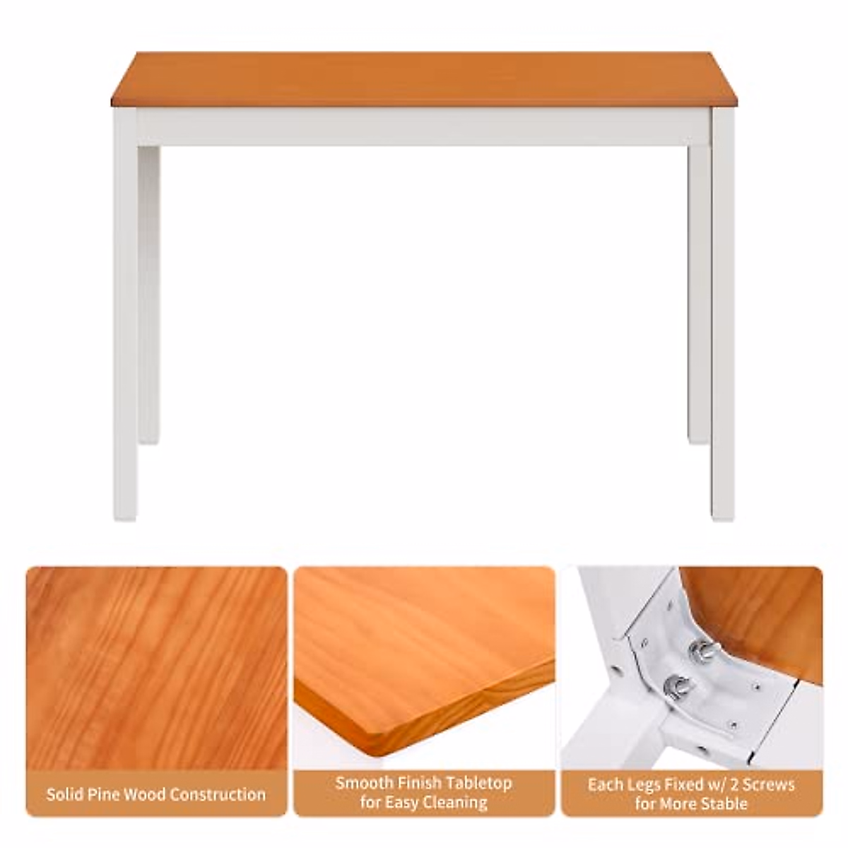 5-Piece Dining Table Set for 4 Person, Kitchen Dinner Table and 4 Chairs (Natural)