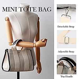 UERRUAM Canvas Tote Bag for Women Small Aesthetic Crossbody Handbags Mini Tote Bag Plaid