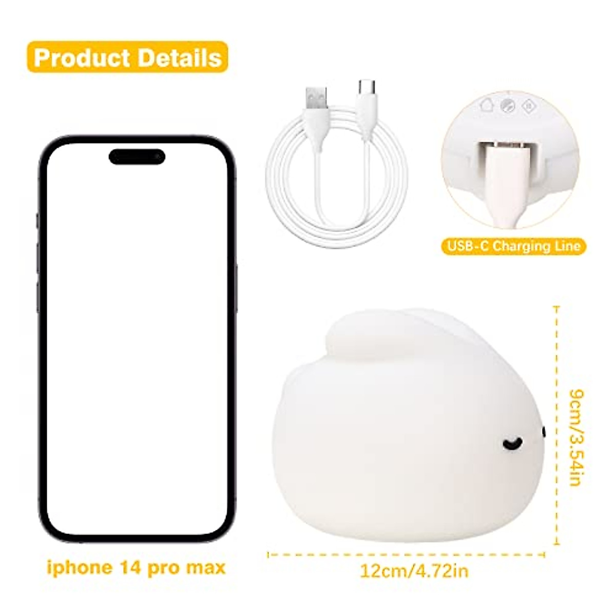 POQCCT Decor Night Light for Kids USB Rechargeable Cute Bunny LED Lamp with Timer & Touch Control Rabbit Shape Dimmable Warm Night Lights for Baby Breastfeeding Sleep Nursery Soft Eye Caring