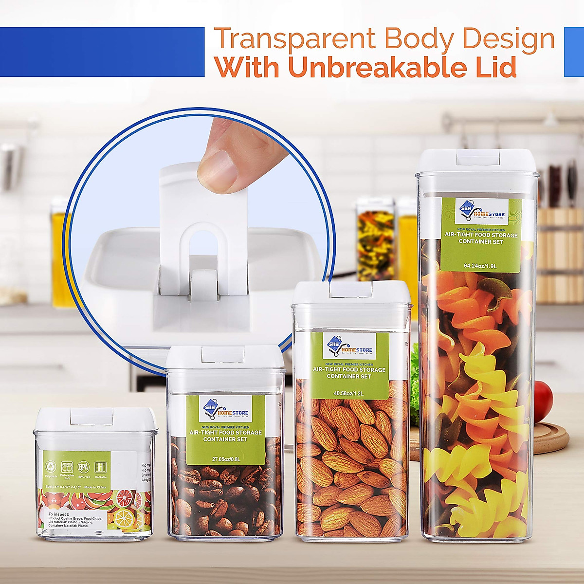 Airtight Food Storage Container Sets, Pantry Organization, Kitchen Organization, Pantry Containers, Larger Sizes with Interchangeable Lids,Premium Quality with Leak Proof Design -BPA FREE(9-Piece Set)