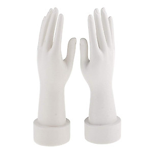 Taotenish Pair of Mannequin Hand Display Stands Female Jewelry Bracelet Gloves Ring Necklace Display Organizer - White