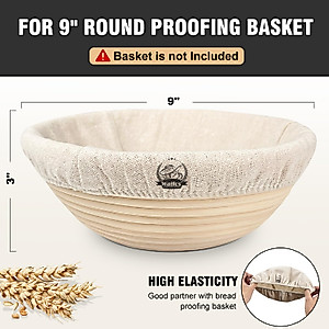 WALFOS 6 Packs Bread Basket Liner Cloth, 9 inch round bread proofing basket cloth liner, Baking Dough Basket Cover Natural Rattan Banneton Proofing Cloth