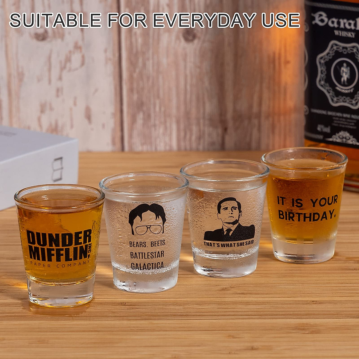 The Office Shot Glass Set, The Office Merchandise, The Office Gifts, 4PCS Office Inspired Shot Glasses, The Office Gifts for Office Lovers, The Office TV Show Merchandise, The Office Show Fans Gifts