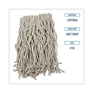 Boardwalk BWKCM02016S 4-Ply #16 Band Cotton Cut-End Mop Head - White (12/Carton)