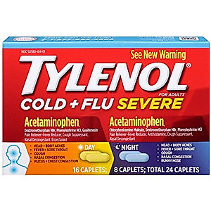 TYLENOL Cold + Flu Severe Day & Night Caplets 24 ea (3 Pack)