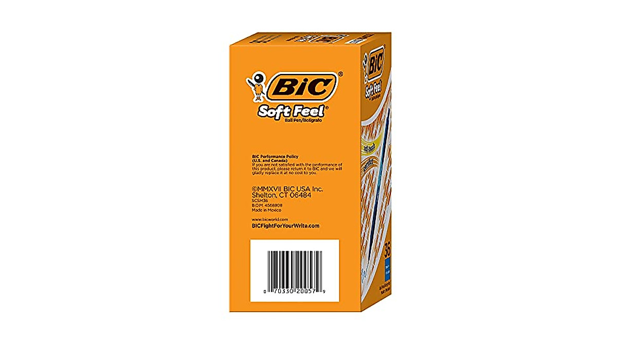 BIC Soft Feel Stick Pens - Comfortable Grip, 36 Count