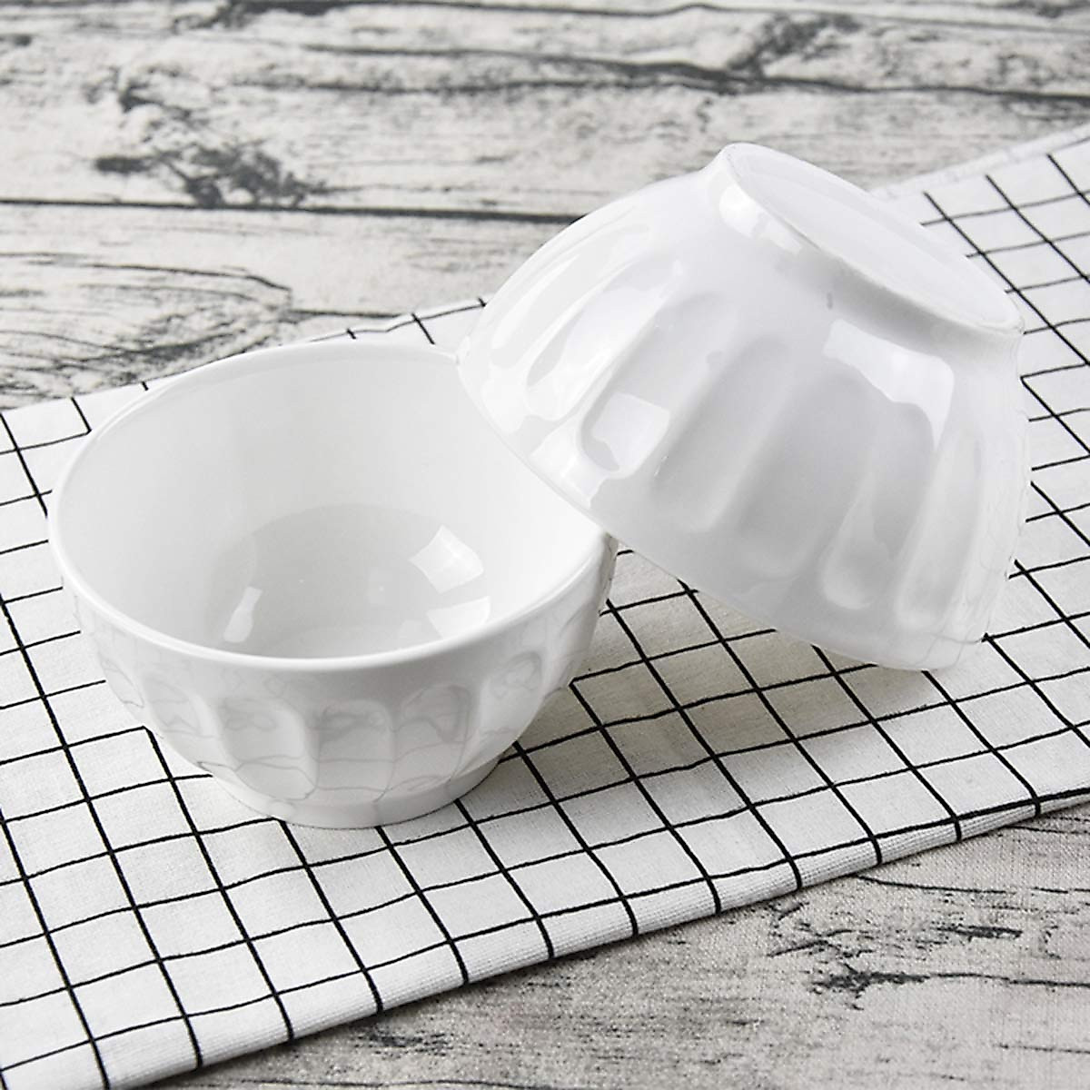 Foraineam Set of 6 Pcs 18 Ounce Porcelain Cereal Bowls Set White Fluted Bowl for Noodle, Cereal, Soup, Salad