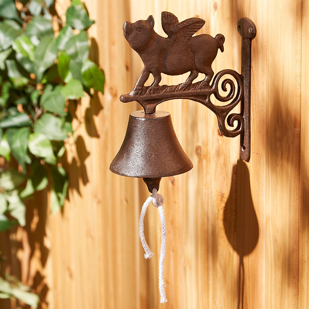 Pig With Wings Cast Iron Bell, 6.69x3.82x7.87"