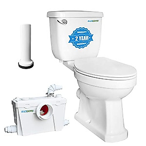 500 watt Macerating Toilet with Pump, Upflush Toilet for Basement for Kitchen Sink Bathroom Included Macerator Pump, Water Tank, Elongated Toilet Bowl, Seat Cover, Extension Pipe