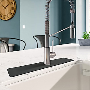 LOPNUR Faucet Mat for Kitchen Sink, 24 Inch Long Kitchen Sink Splash Guard Behind Faucet, Cuttable Kitchen Faucet Mat for Bathroom Sink Faucet Mat Splash Guard with Absorbent Diatomite, Grey