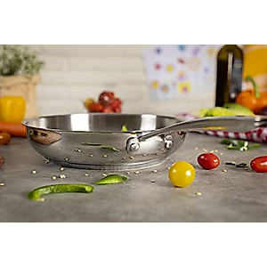 KUHN RIKON Allround Oven-Safe Induction Uncoated Frying Pan, 28 cm, Stainless Steel, Silver