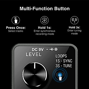 LEKATO Looper Pedal, Guitar Looper Pedal for Electric Guitar Bass Guitar Loop Pedal with SYNC & Tuner Function Triple Loop Pedal with LED Screen Unlimited Overdubs 3 Loops 18 Minutes Record Time(Grey)