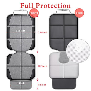 Meolsaek Car Seat Protector for Child Car Seat + Kick Mats with Organizer, Waterproof 600D Backseat Protector Seat Cover 2 Pack