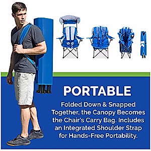 Kelsyus Original Foldable Canopy Chair for Camping, Tailgates, and Outdoor Events, Grey/Light Blue