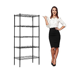 XXkseh 5 Tier Wire Shelving Unit Metal Storage Shelves Heavy Duty NSF Height Adjustable Commercial-Grade Storage Rack Garage Storage Pantry Shelves for Storage, Black