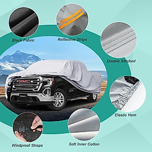 GUNHYI Pickup Truck Cover Waterproof All Weather, 6 Layer Heavy Duty Truck Cover Universal Fit Ford F150, Chevy Silverado, GMC Sierra, Dodge Ram 1500 Extended/SuperCrew Cab (Truck, up to 248 inch)