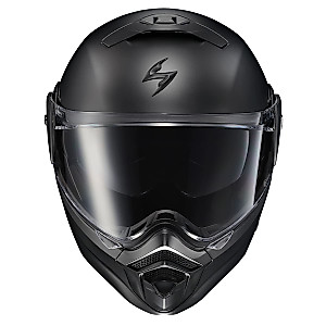 ScorpionEXO AT960 Modular Adventure Street Adult Motorcycle Helmet with Bluetooth Ready Speaker Pockets DOT ECE Approved (Solid Matte Black Medium)