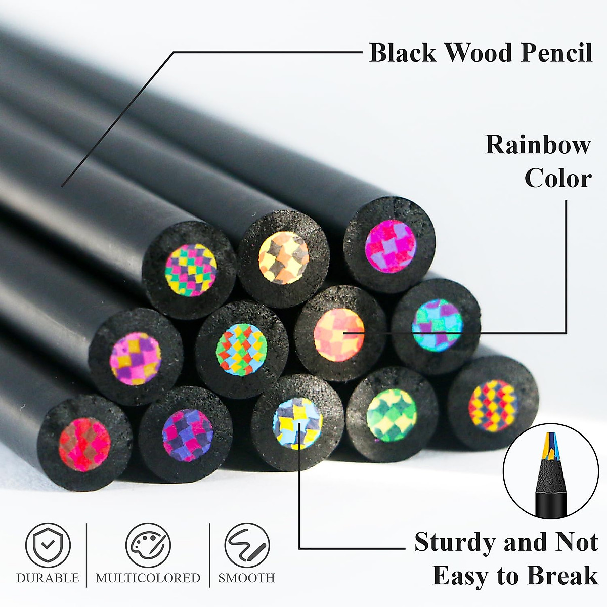Easter Basket Stuffers for Teens, 12-Color Rainbow Pencils Set, Vibrant Multicolored Drawing Pencils for Adults & Artists, Professional Art Supplies for Coloring Books, Sketching & Illustration.