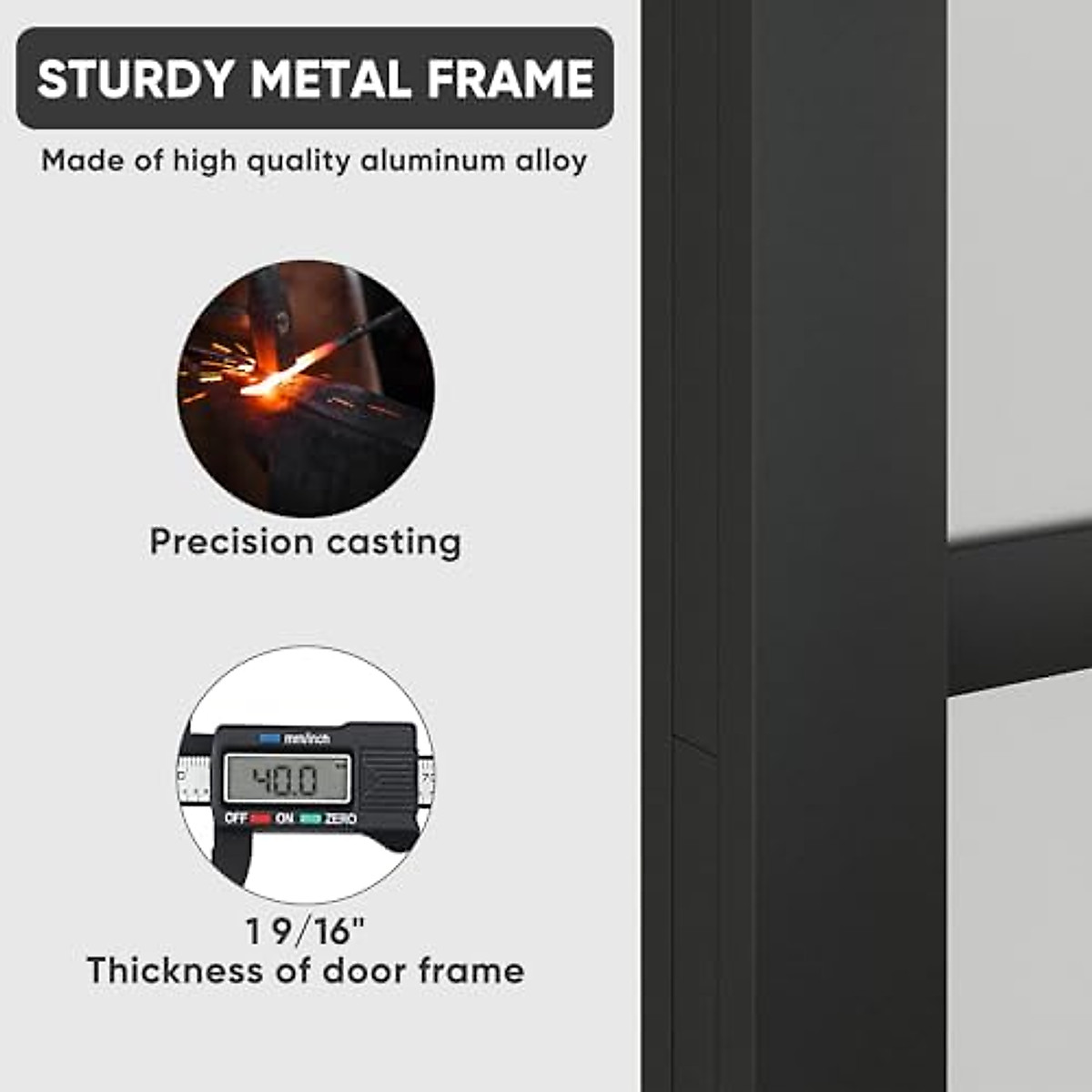 BARNSMITH Bypass Double Glass Barn Door 84 x 84 in with 7.5FT Side-Mounted Hardware Kit, 2 Sets of 42x84 Frosted Glass Aluminum Frame Barn Door,Assemble Required (2 * 42inx 84in)