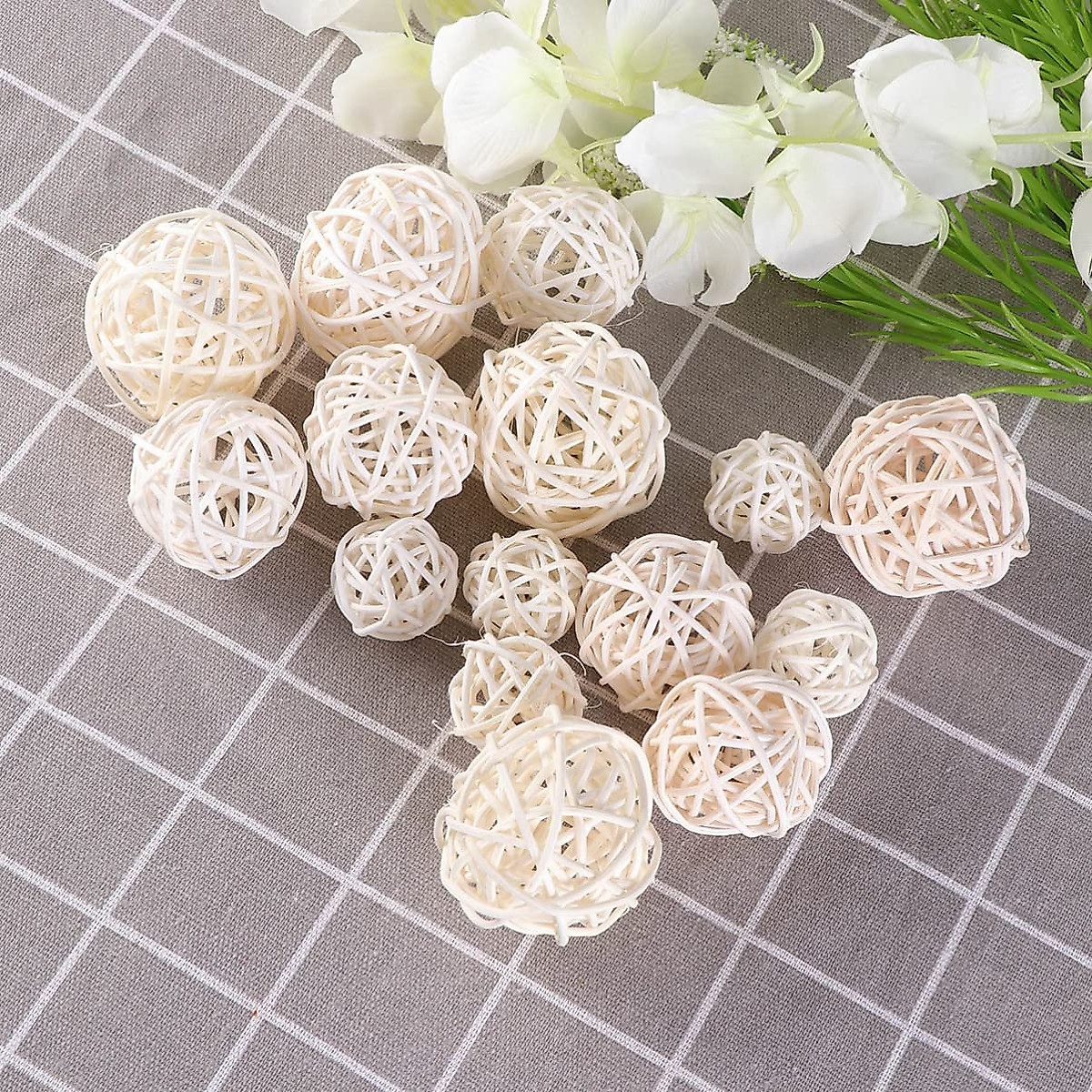 ifundom Wicker Rattan Balls, 15 PCS Decorative Balls Vase Fillers for Home Decor Centerpieces Bowl Orbs Craft Wedding Party Garden Christmas Tree Decoration House Ornaments