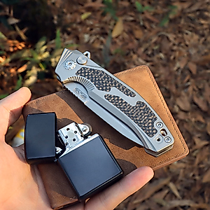 REMETTE Steed Button Lock Pocket Knife,Titanium Handle with Reversible Clip, M390 Blade Flippers Open, Everyday Carry EDC Work Pocket Knife for Men and Women Gift