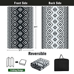 LILIOFFIC Reversible Mats - Plastic Straw Rug, 5' x 8' Outdoor Rug for Patio Clearance Decor, Modern Area Rugs, Floor Mat for Outdoors, RV, Backyard, Deck, Picnic, Beach, Trailer, Camping, Grey
