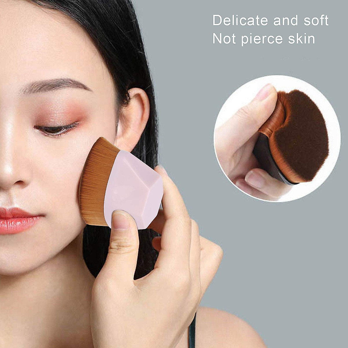 3pcs Makeup Liquid Brushes, 2 Colors Petal-shaped Handle Cosmetic Flat Brushes Cosmetic Brushes Beauty Tool()