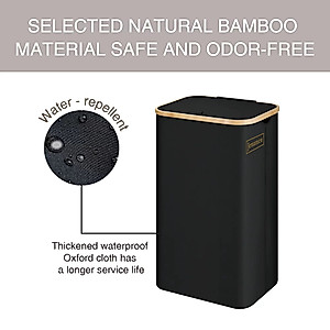 Jenumen 100L Large Black Laundry Hamper, XL Waterproof Laundry Basket with Handles and Lid for Clothes Storage in Bedroom Bathroom Laundry Bin