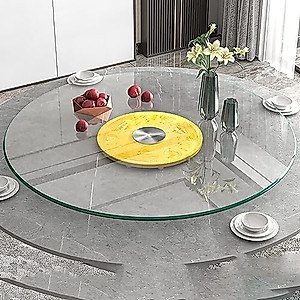 24" Glass Lazy Susan Turntable For Dining Table,Transparent Rotating Round Turntable With Silent Smooth Aluminum Alloy Bearing,for Kitchen Dining, Parties, Wedding (Size : 35in/90cm)