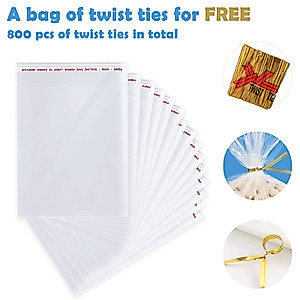 10” x 13” Clear Resealable Cellophane Bags 300 pcs, Self-sealing Clear Bags for Packaging Products Self-adhesive Cello Bags for Clothes, T-shirts, Pants and Gifts, 300 ct in Bulk