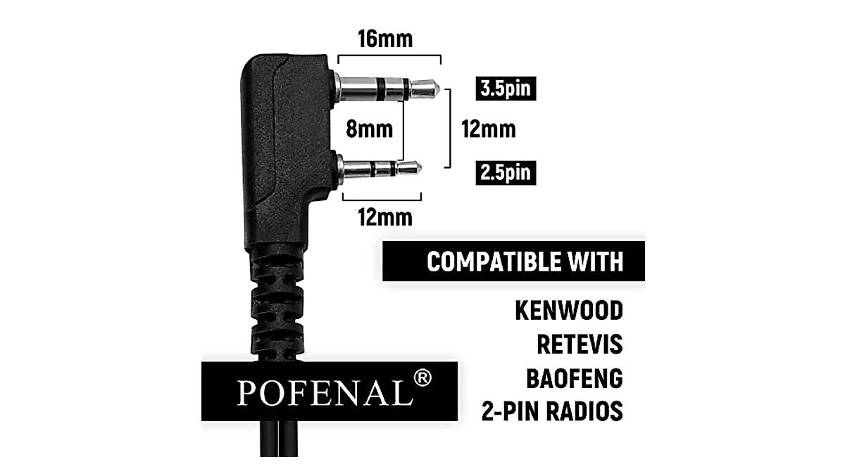 POFENAL 2-Pin Walkie Talkie Headset - Clear, Durable Audio